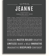 Jeanne Personalized Name Meaning Art Prints – Name Stories