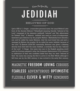 Jedidiah Personalized Name Meaning Art Prints – Name Stories