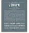 Jedsyn Personalized Name Meaning Art Prints – Name Stories