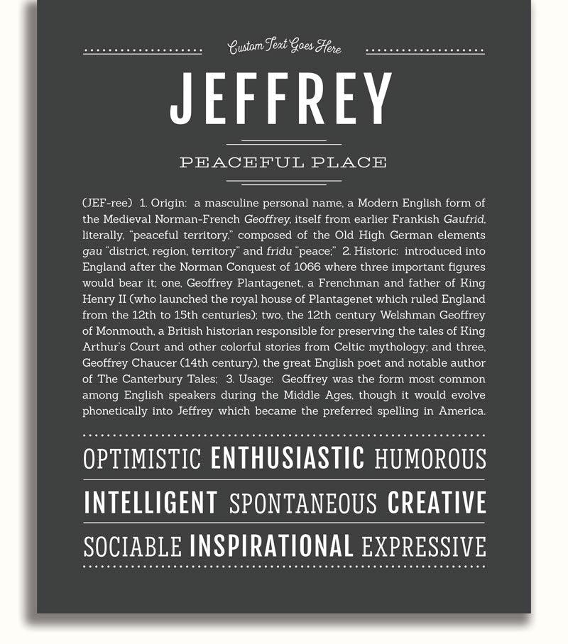 Jeffrey Personalized Name Meaning Art Prints – Name Stories