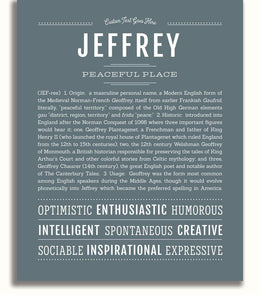 Jeffrey Personalized Name Meaning Art Prints – Name Stories