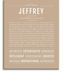Jeffrey Personalized Name Meaning Art Prints – Name Stories