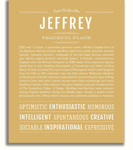 Jeffrey Personalized Name Meaning Art Prints – Name Stories