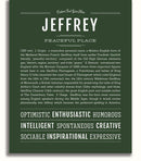 Jeffrey Personalized Name Meaning Art Prints – Name Stories