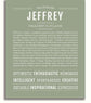 Jeffrey Personalized Name Meaning Art Prints – Name Stories