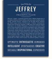 Jeffrey Personalized Name Meaning Art Prints – Name Stories