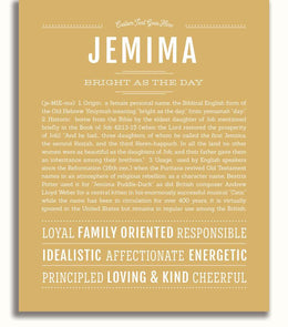 Jemima | Name Art Print – Name Stories