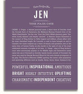 Jen Personalized Name Meaning Art Prints – Name Stories