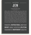 Jen Personalized Name Meaning Art Prints – Name Stories