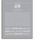 Jen Personalized Name Meaning Art Prints – Name Stories