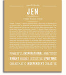 Jen Personalized Name Meaning Art Prints – Name Stories