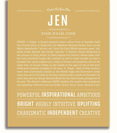 Jen Personalized Name Meaning Art Prints – Name Stories