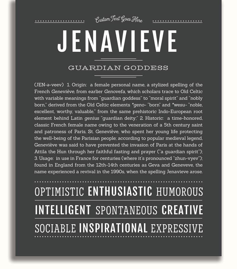 Jenavieve Personalized Name Meaning Art Prints – Name Stories