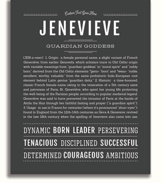 Jenevieve Personalized Name Meaning Art Prints – Name Stories