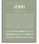 Jenni Personalized Name Meaning Art Prints – Name Stories