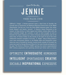 Jennie Personalized Name Meaning Art Prints – Name Stories