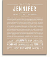 Jennifer Personalized Name Meaning Art Prints – Name Stories