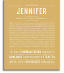 Jennifer Personalized Name Meaning Art Prints – Name Stories