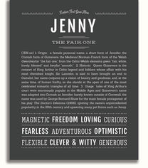 Jenny Personalized Name Meaning Art Prints – Name Stories