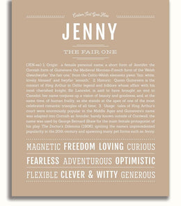 Jenny Personalized Name Meaning Art Prints – Name Stories