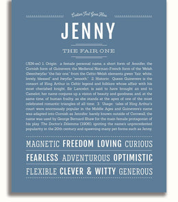 Jenny Personalized Name Meaning Art Prints – Name Stories