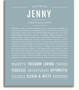 Jenny Personalized Name Meaning Art Prints – Name Stories