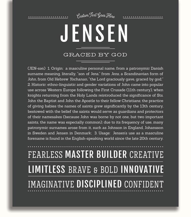 Jensen Personalized Name Meaning Art Prints – Name Stories