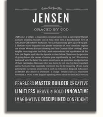 Jensen Personalized Name Meaning Art Prints – Name Stories