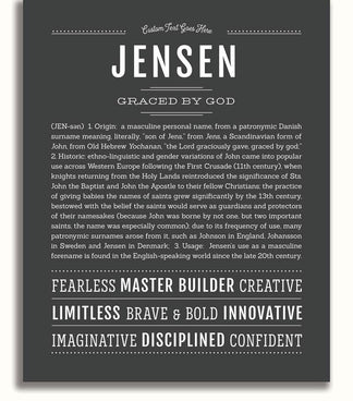 Jensen Personalized Name Meaning Art Prints – Name Stories