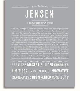 Jensen Personalized Name Meaning Art Prints – Name Stories