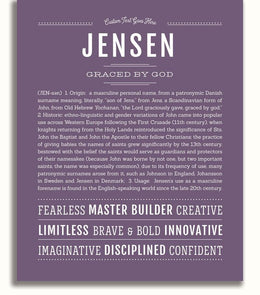 Jensen (male) | Name Art Print – Name Stories