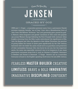 Jensen (male) | Name Art Print – Name Stories
