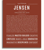 Jensen Personalized Name Meaning Art Prints – Name Stories
