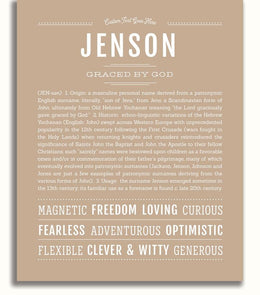 Jenson Personalized Name Meaning Art Prints – Name Stories