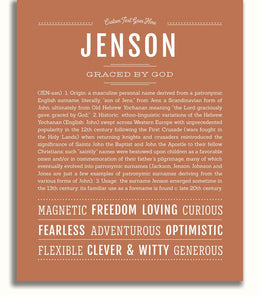 Jenson Personalized Name Meaning Art Prints – Name Stories