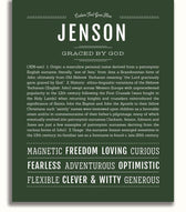 Jenson Personalized Name Meaning Art Prints – Name Stories
