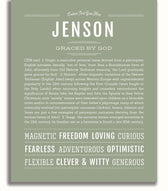 Jenson Personalized Name Meaning Art Prints – Name Stories