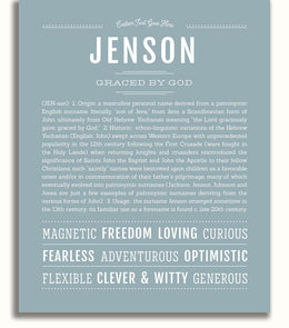 Jenson Personalized Name Meaning Art Prints – Name Stories