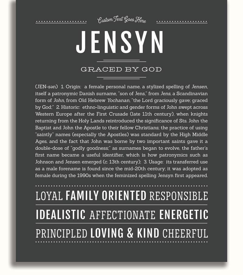 Jensyn Personalized Name Meaning Art Prints – Name Stories