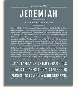 Jeremiah Personalized Name Meaning Art Prints – Name Stories