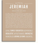 Jeremiah Personalized Name Meaning Art Prints – Name Stories