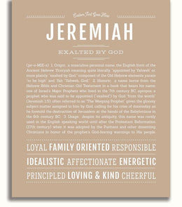 Jeremiah Personalized Name Meaning Art Prints – Name Stories