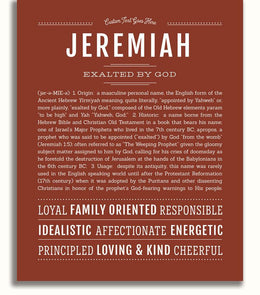 Jeremiah Personalized Name Meaning Art Prints – Name Stories