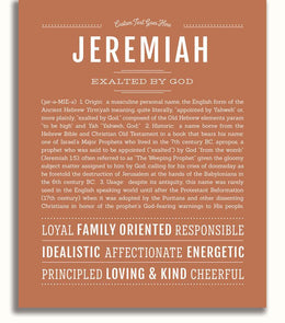 Jeremiah Personalized Name Meaning Art Prints – Name Stories
