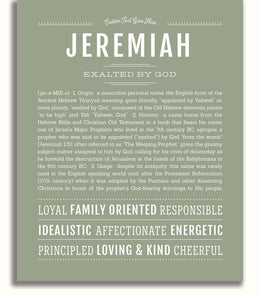 Jeremiah Personalized Name Meaning Art Prints – Name Stories