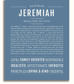 Jeremiah Personalized Name Meaning Art Prints – Name Stories