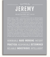 Jeremy Personalized Name Meaning Art Prints – Name Stories