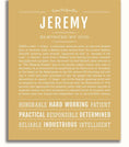 Jeremy Personalized Name Meaning Art Prints – Name Stories