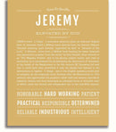 Jeremy Personalized Name Meaning Art Prints – Name Stories