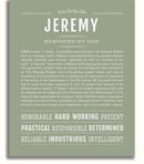 Jeremy Personalized Name Meaning Art Prints – Name Stories